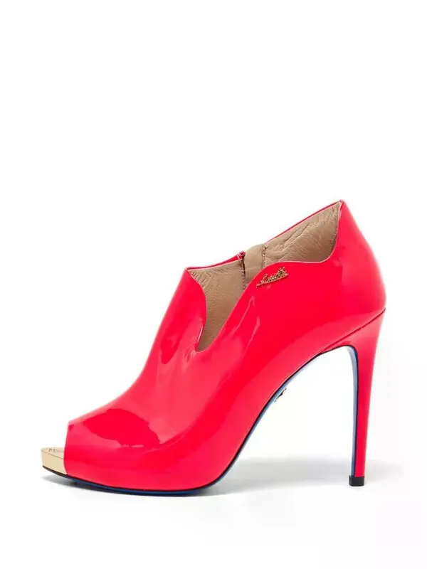 LORIBLU Patent Leather Peep-toe Ankle Boots