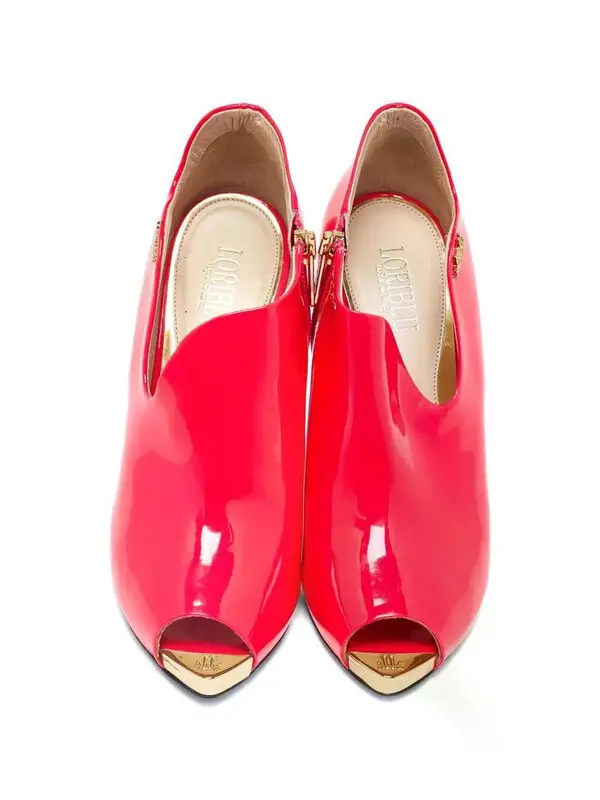 LORIBLU Patent Leather Peep-toe Ankle Boots