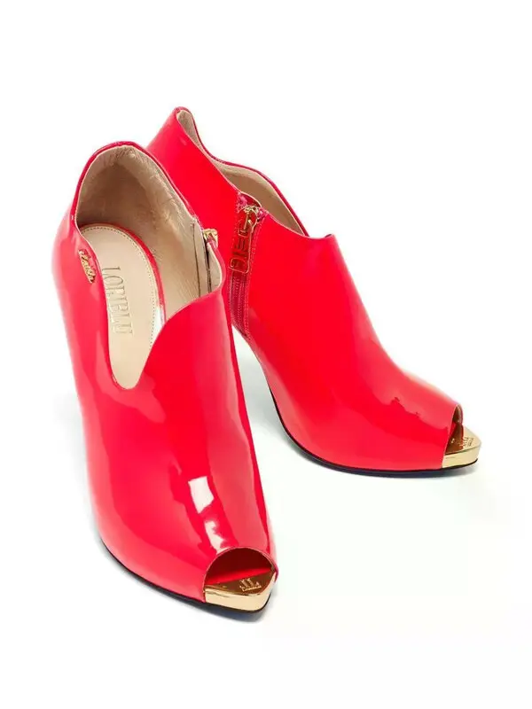 LORIBLU Patent Leather Peep-toe Ankle Boots