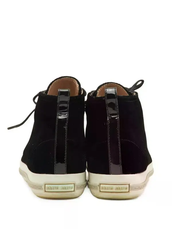 Miu Miu Crystal-embellished Cap Toe Sneakers - Black