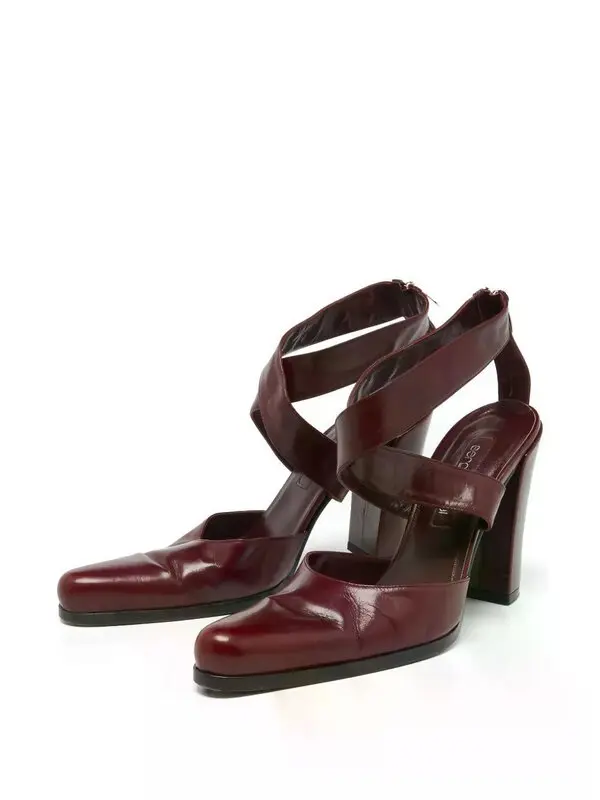 SERGIO ROSSI Leather Crossover Ankle-strap Pumps