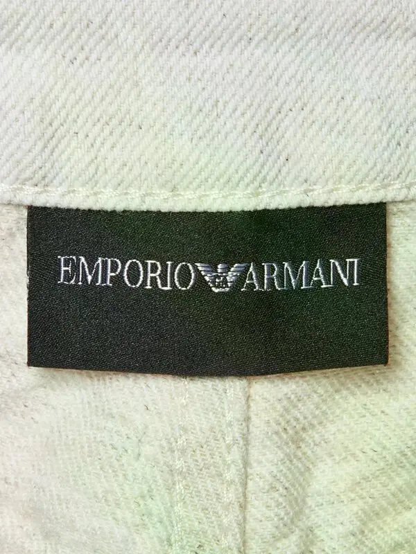 Emporio Armani Cream Denim Texture Straight Leg Trousers - Neutrals