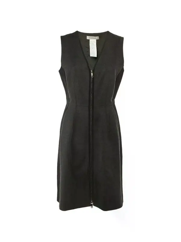 Sportmax V-neck Zip-up Sleeveless Dress - Grey