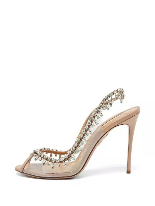 AQUAZZURA Temptation Crystal-embellished Slingback Sandals - Neutrals