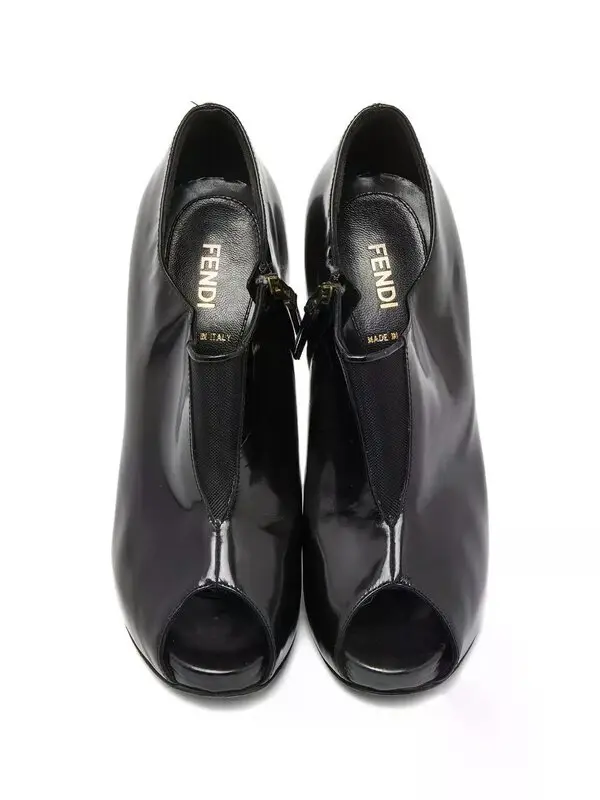 Fendi Patent Leather Open-toe Ankle Boots