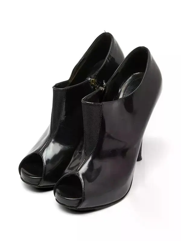 Fendi Patent Leather Open-toe Ankle Boots