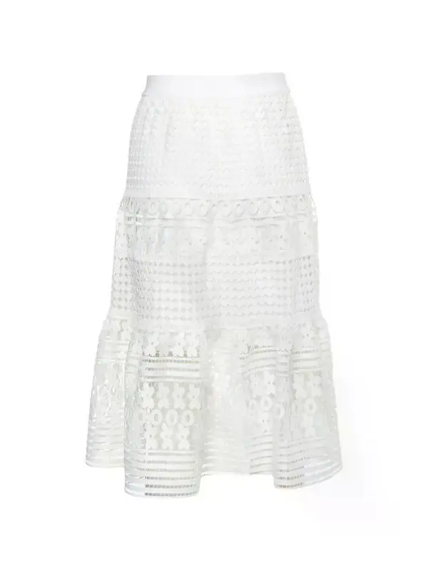 Diane Von Furstenberg Lace Tiered Skirt - White