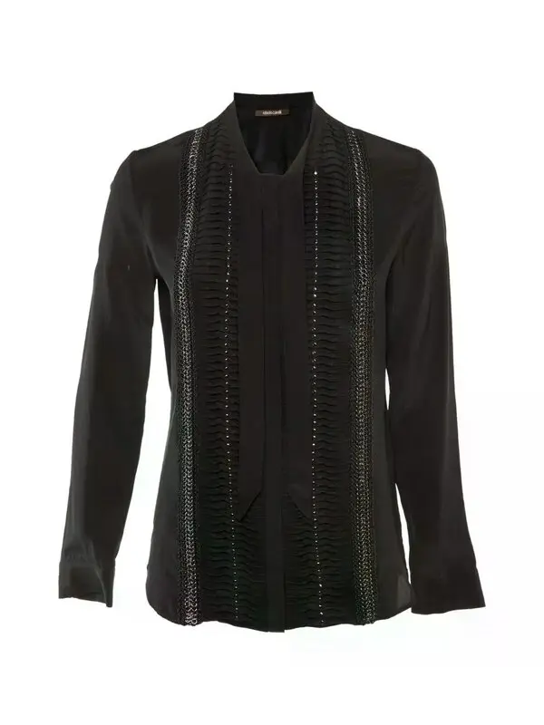 Roberto Cavalli Studded Silk Shirt - Black