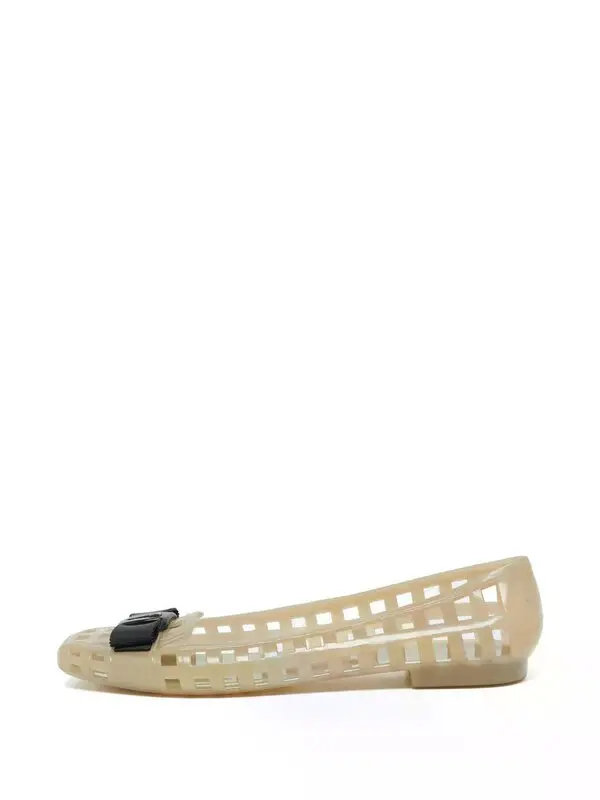 FERRAGAMO Laser Cut-out Bow Flat Pumps - Neutrals