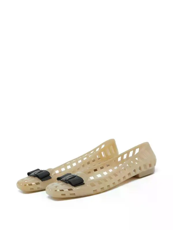 FERRAGAMO Laser Cut-out Bow Flat Pumps