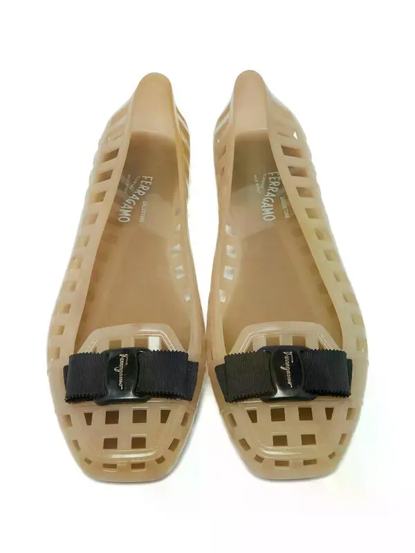 FERRAGAMO Laser Cut-out Bow Flat Pumps