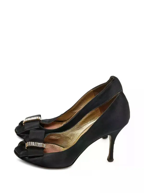 Dolce & Gabbana Crystal Embellished Bow Peep-toe Pumps