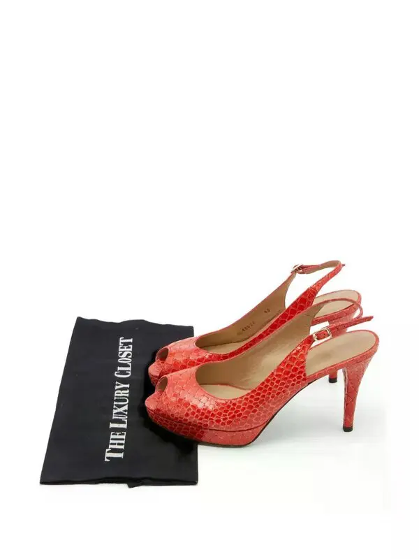 STUART WEITZMAN Python-embossed Slingback Pumps
