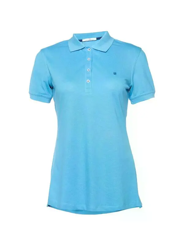 Carolina Herrera Logo Embroidered Piqué Polo Shirt - Blue