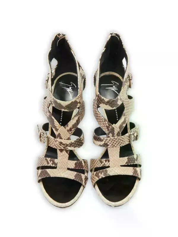 GIUSEPPE ZANOTTI Python-embossed Strappy Sandals