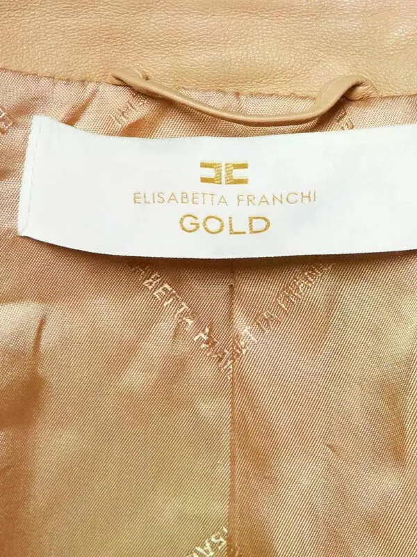 Elisabetta Franchi Cropped Leather Jacket With Gold-tone Chain Trim