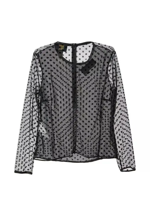Roberto Cavalli Sheer Flock Polka-dot Blouse - Black