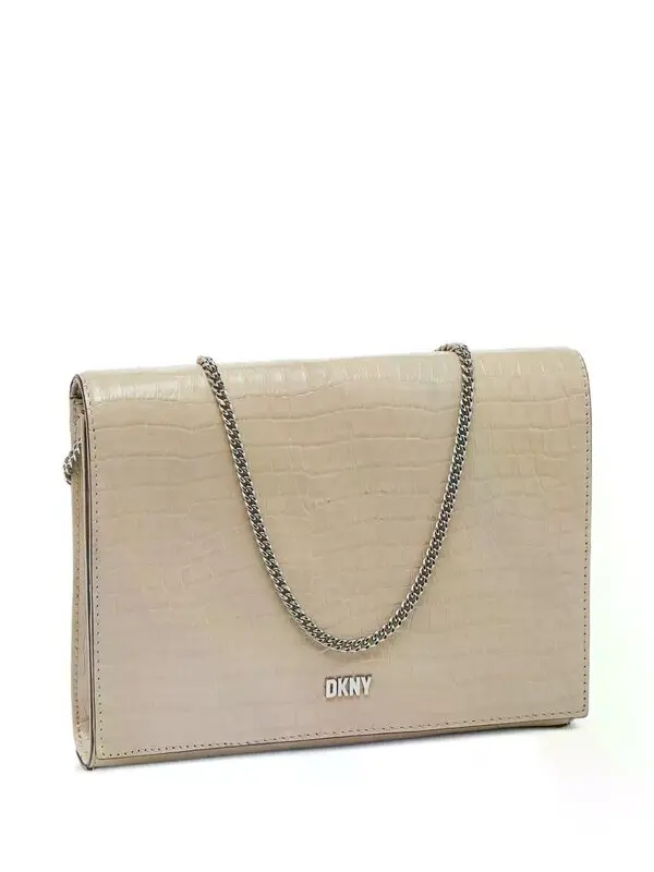 Dkny Croc-embossed Chain Shoulder Bag - Neutrals