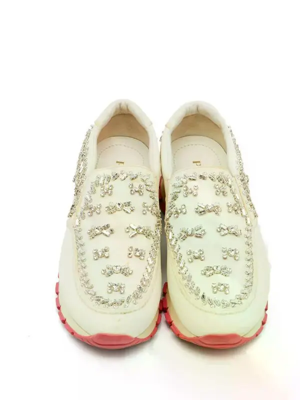 Prada Crystal-embellished Slip-on Sneakers