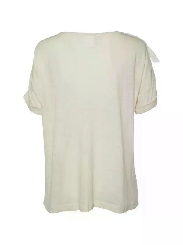 Chloé Cream White Lace-trimmed Knit T-shirt