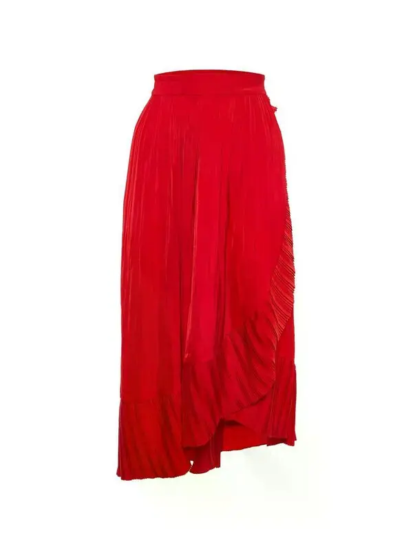 Maje Jonette Asymmetric Midi Skirt - Red