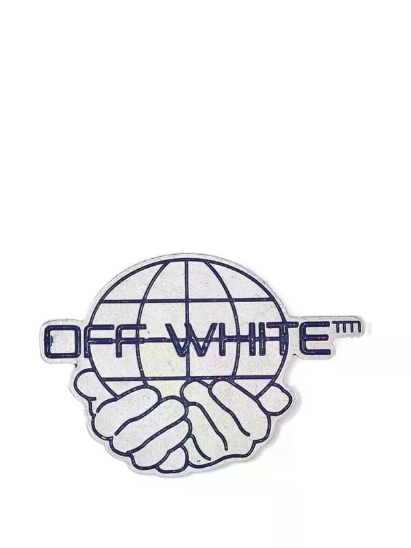 Off-White World Logo-print Brooch - Silver