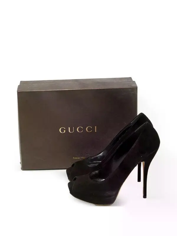 Gucci Suede Peep-toe Platform Stiletto Pumps