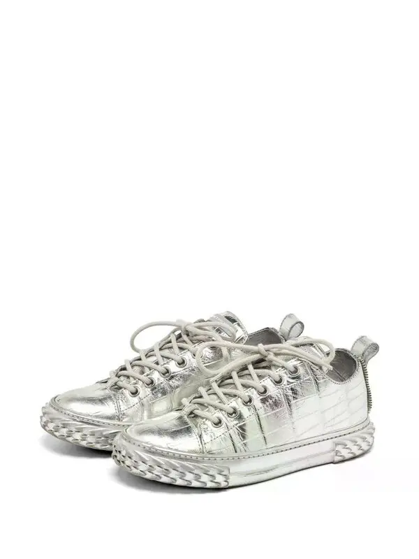 GIUSEPPE ZANOTTI Croc-embossed Low-top Sneakers - Silver