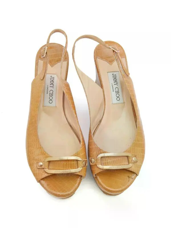 JIMMY CHOO Lizard-embossed Wedge Sandals
