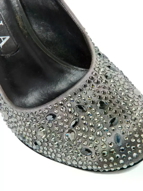 GINA Dark Satin Crystal Embellished Pumps