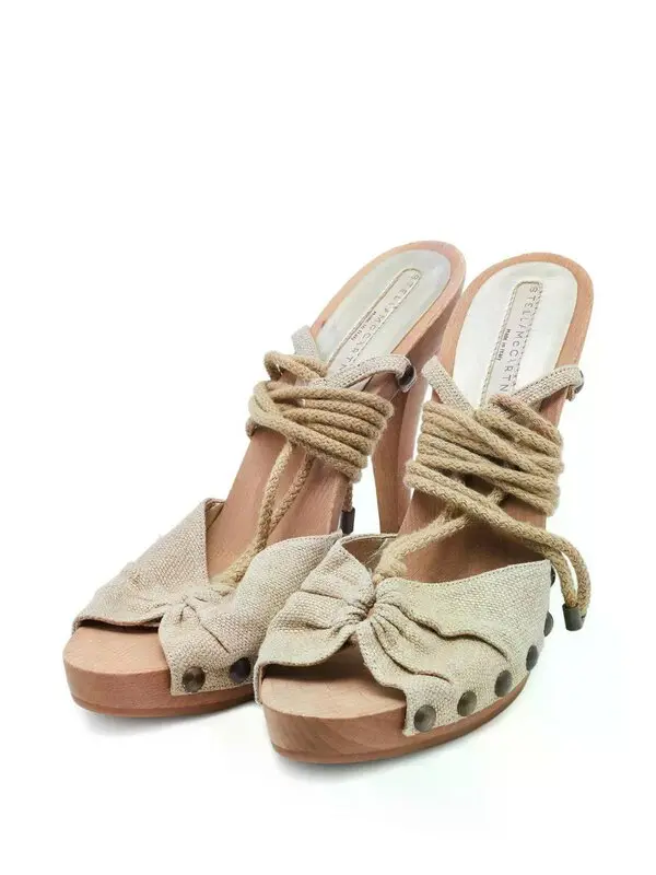 Stella McCartney Beige Canvas Studded Platform Sandals - Neutrals