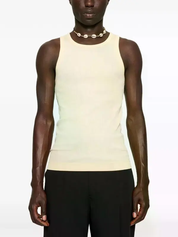 CMMN SWDN Arturo Ribbed Cotton Tank Top - Neutrals
