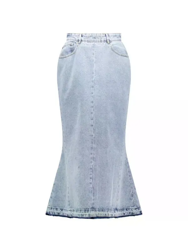 3.PARADIS Washed-effect Fishtail Maxi Skirt - Blue