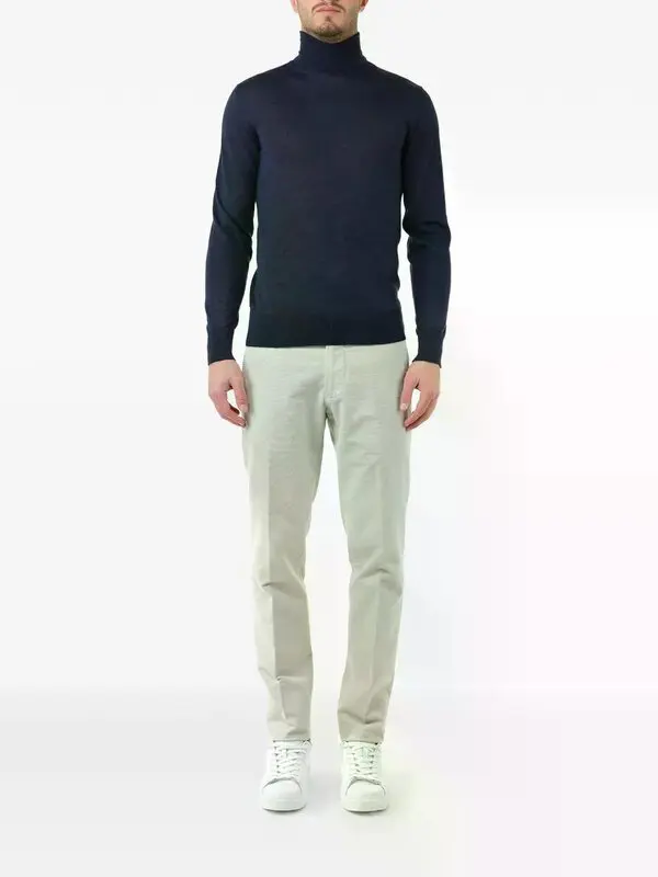 AL DUCA D’AOSTA 1902 Navy Fine Knit Roll Neck Long Sleeve T-shirt