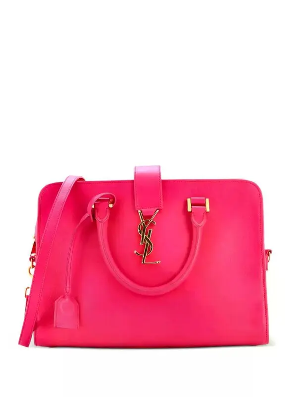 Saint Laurent Monogram Cabas Leather Small Satchel