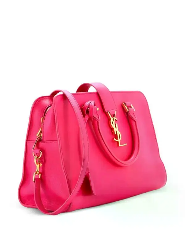 Saint Laurent Monogram Cabas Leather Small Satchel
