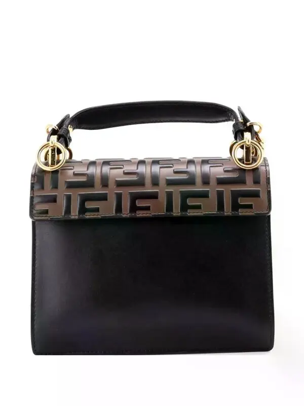 Fendi Kan I Zucca Embossed Leather Small Shoulder Bag