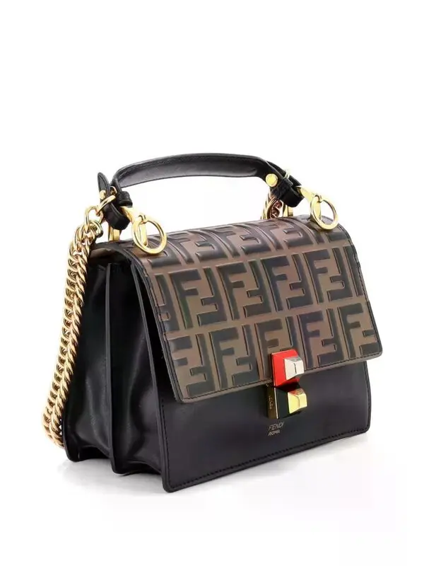 Fendi Kan I Zucca Embossed Leather Small Shoulder Bag