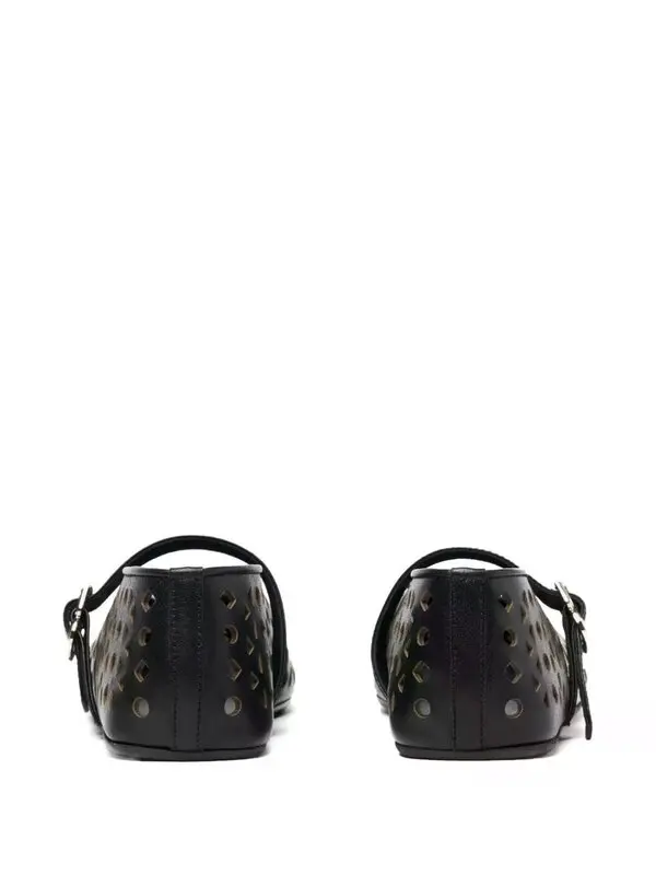 SCAROSSO Evelyn Perforated Ballet Flats - Black