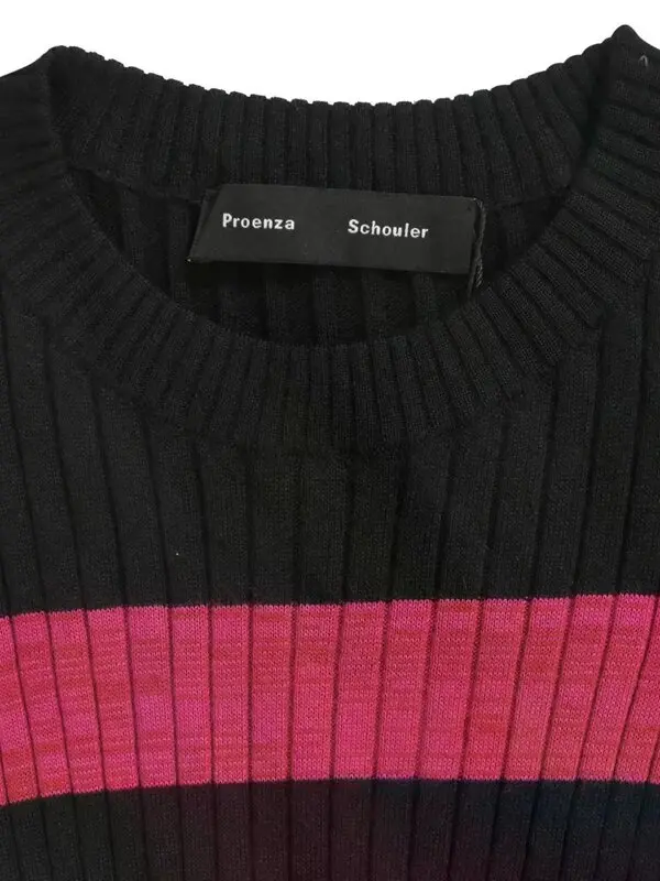 Proenza Schouler Striped Rib-knit V-neck Dress
