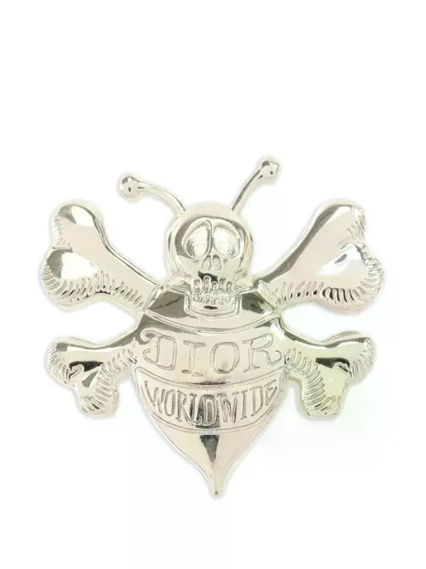 Dior Skull And Bee Brooch - Silver