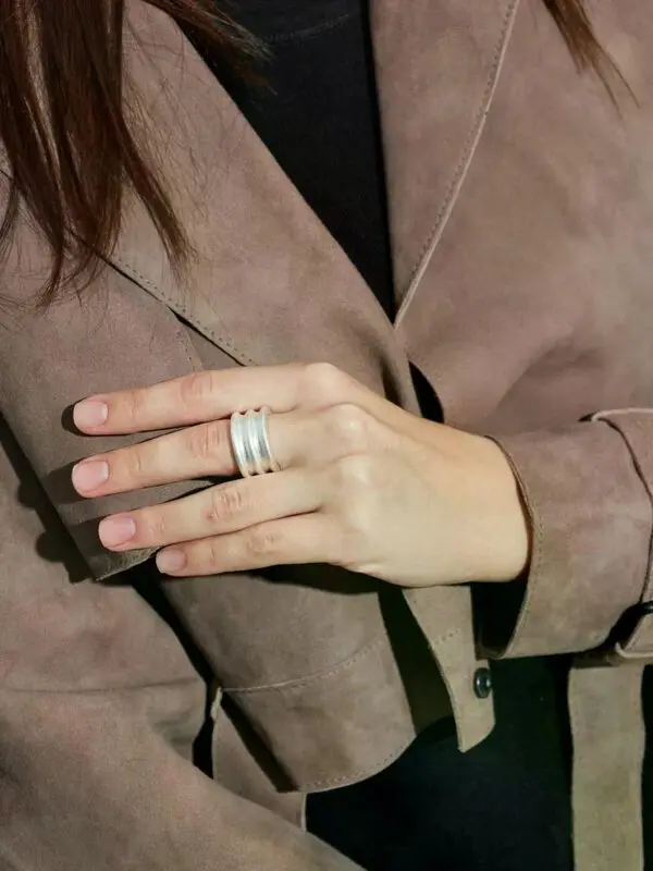 ALLSAINTS Ribbed Texture Wide Band Ring