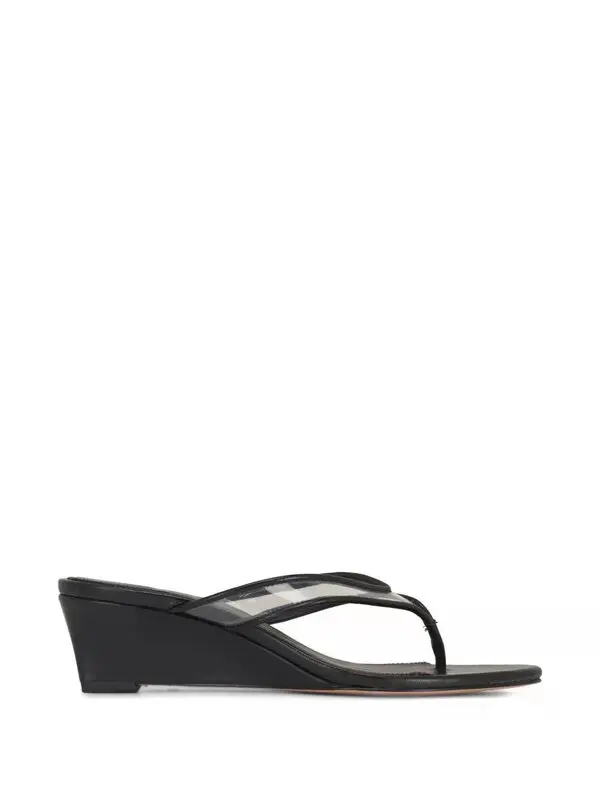 Veronica Beard Clea Wedge-heel Thong-strap Sandals - Black