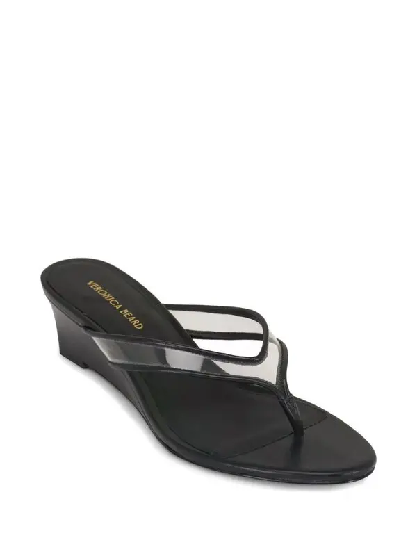 Veronica Beard Clea Wedge-heel Thong-strap Sandals - Black