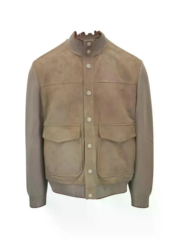 Canali Suede Panelled Bomber Jacket