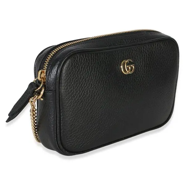 Gucci Dollar Calfskin Super Gg Marmont Chain Shoulder Bag - Black