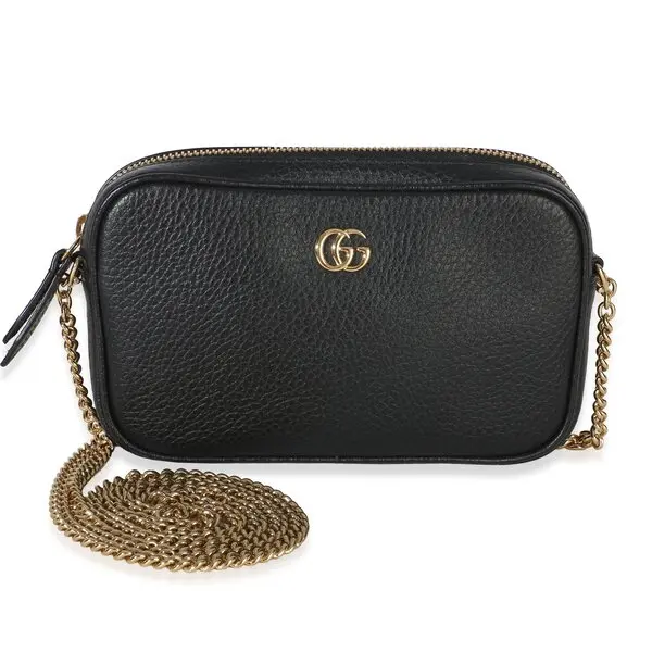 Gucci Dollar Calfskin Super Gg Marmont Chain Shoulder Bag - Black