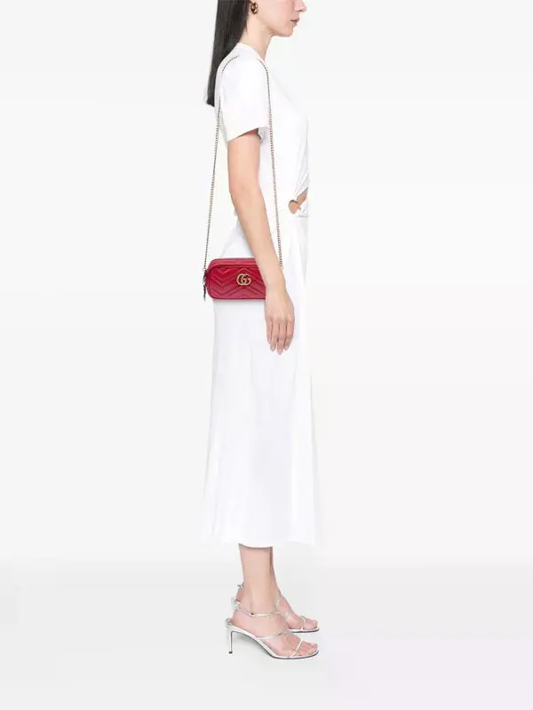 Gucci Gg Marmont Triple Zip Crossbody Bag - Red