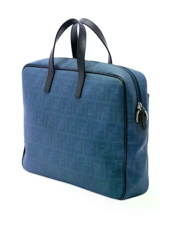 Fendi Zucca Coated Canvas Business Bag - Blue
