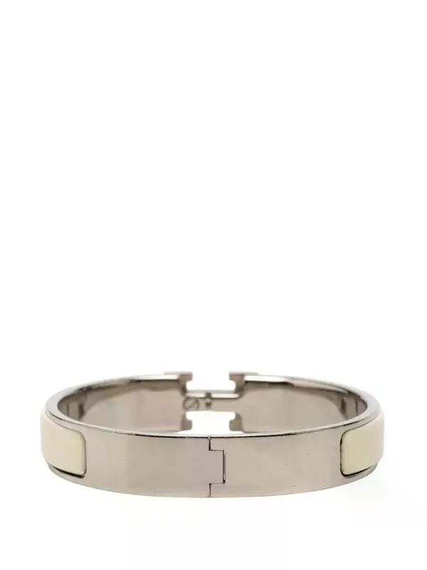 Hermès Clic H Bracelet Pm Enamel And Palladium-plated Metal - White